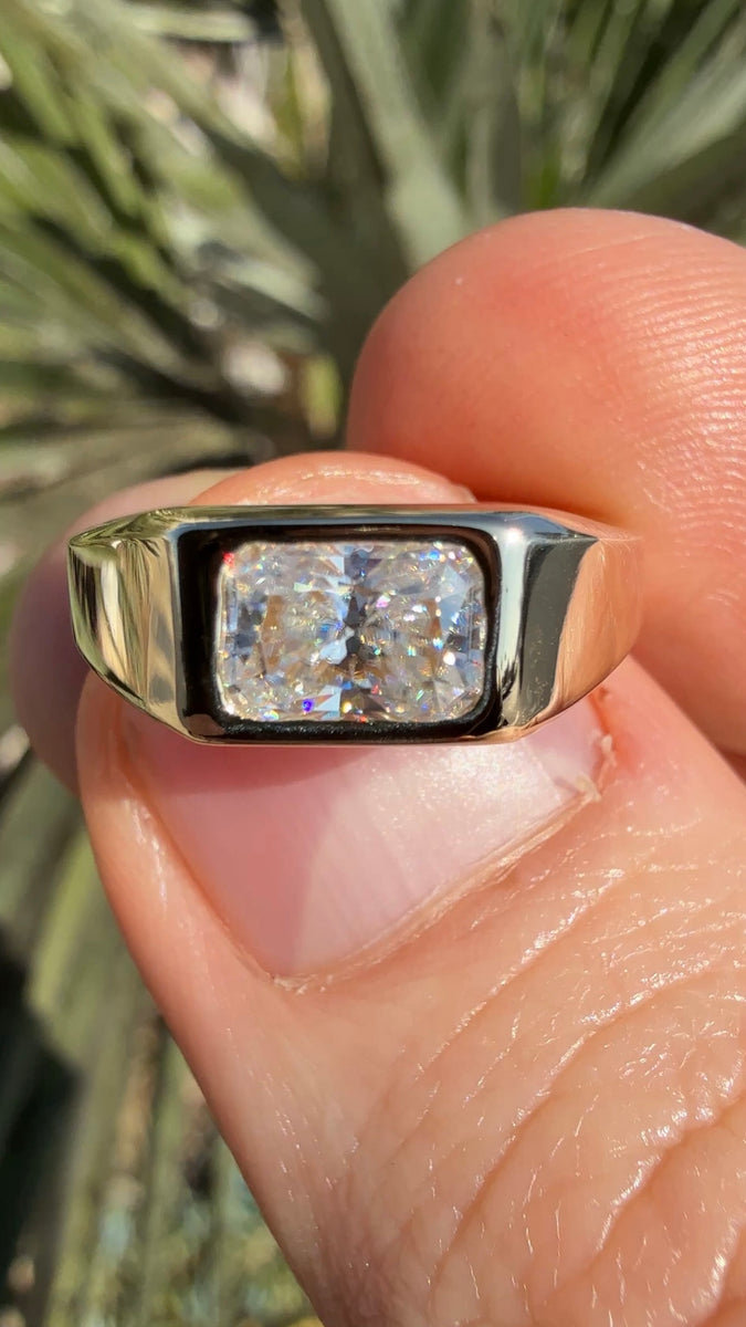 East West Lab Grown Radiant Bezel Signet Ring – Justin's Jewelers