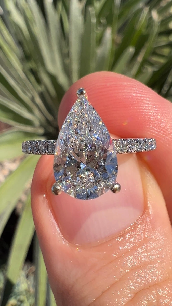 The Pamela Ring / 2 Carat Pear Diamond Engagement Ring with Hidden Halo ...
