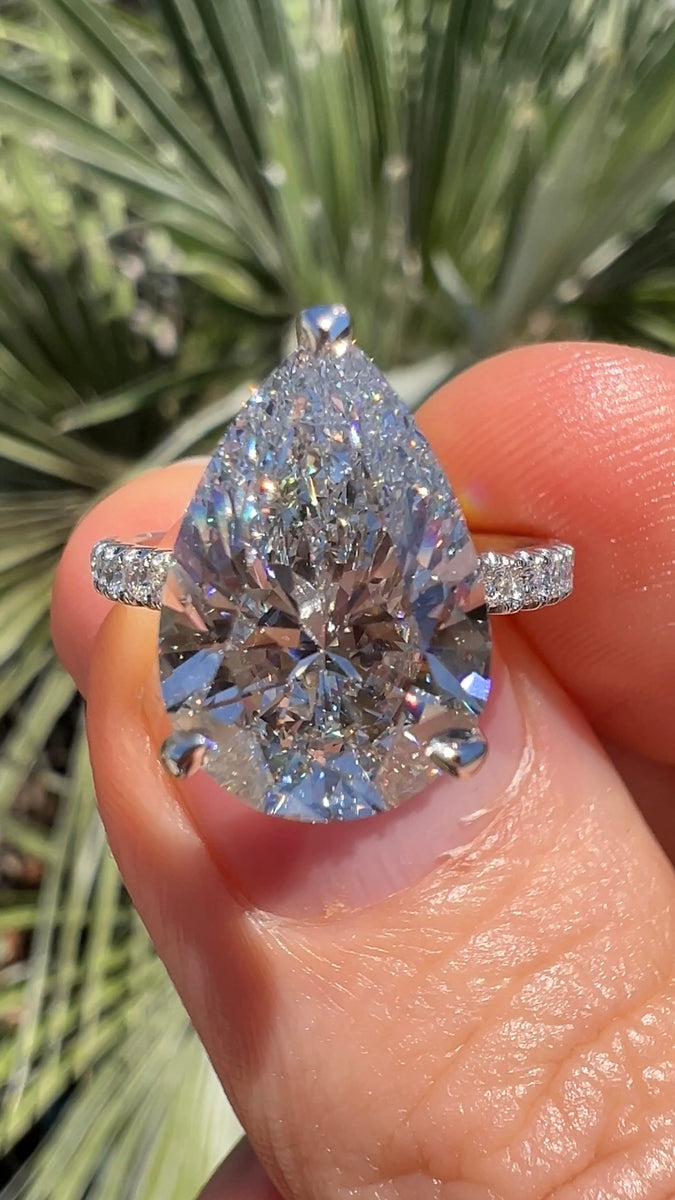 The Paloma Ring 5 Carat Pear Diamond Engagement Ring with Hidden Halo ...