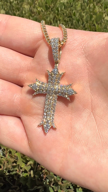 2.75CT Diamond Cross Pendant / Mens Diamond Cross Chrome Hearts Style ...