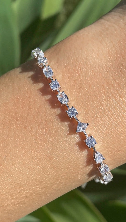 Multi Shaped Diamond Tennis Bracelet / Mixed Fancy Shape Diamond ...