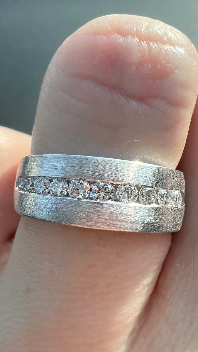 The Anthony Ring / Mens Diamond Wedding Ring Round Diamond Band Channel ...