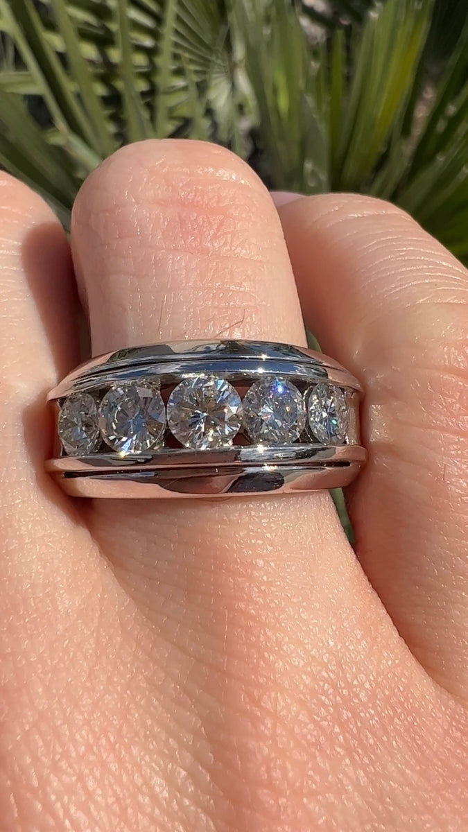 The Justin Ring / Mens Diamond Wedding Ring Round Diamond Band Channel ...